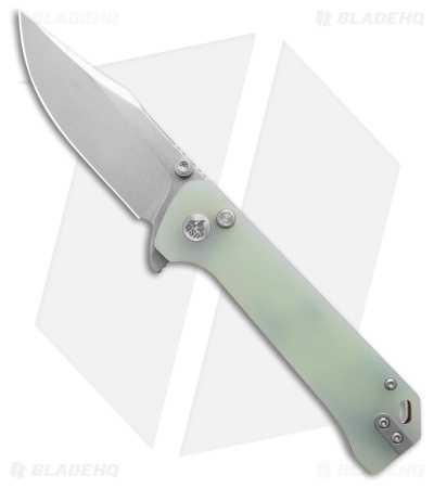 QSP Grebe Button Lock Knife Jade G-10/SW - Blade HQ