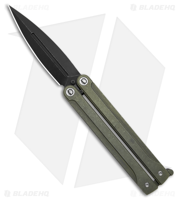 Daggerr Monarch Butterfly Knife Olive Ti + Black - Blade HQ