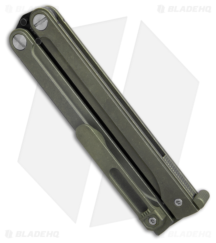 Daggerr Monarch Butterfly Knife Olive Ti + Black - Blade HQ