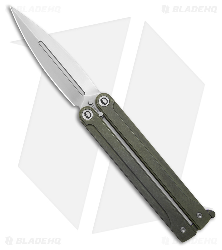 Daggerr Monarch Butterfly Knife Olive Ti + Satin - Blade HQ