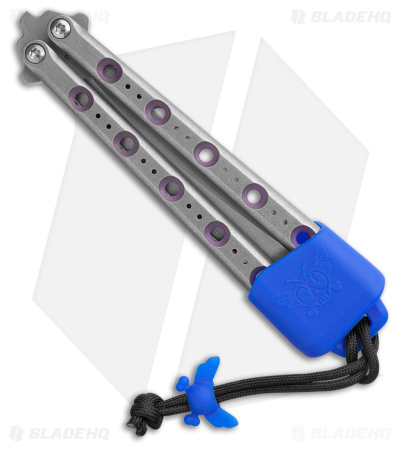 Flytanium Fly One Balisong Knife Purple Ti (SW) - Blade HQ