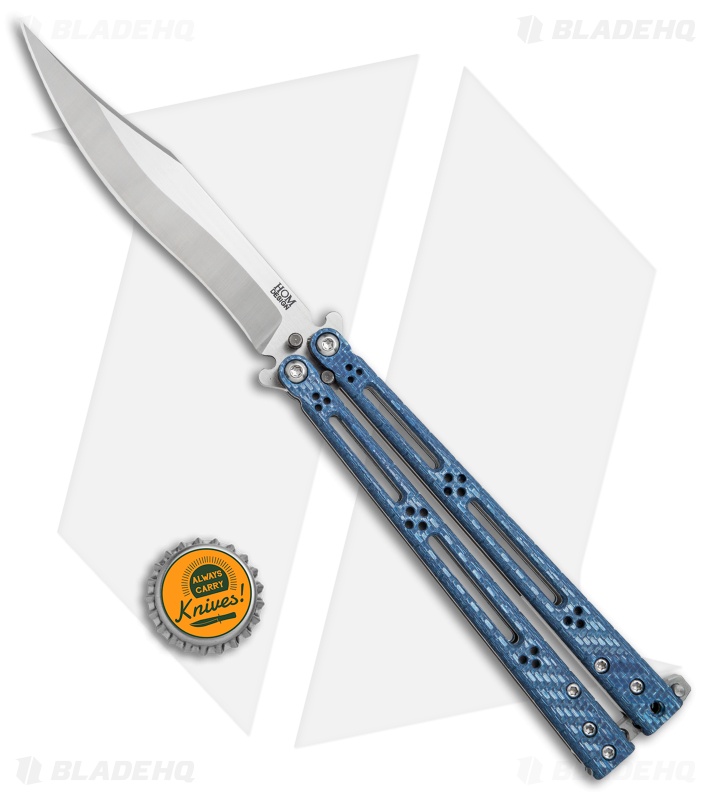 Hom Design Basilisk-R Balisong Butterfly Knife Blue Twill (4.6" Satin ...