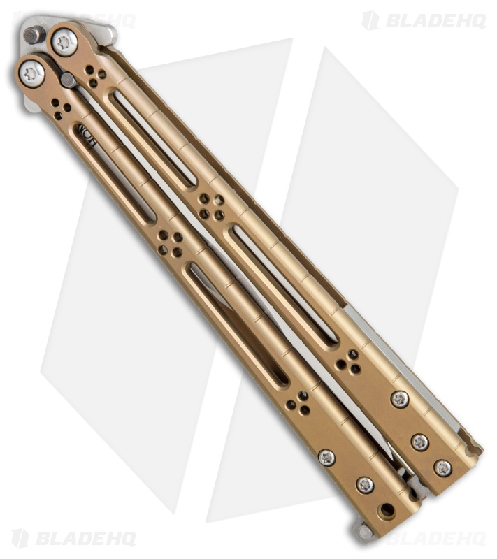 Hom Design Basilisk-R Titanium Balisong Butterfly Knife Bronze Ano (4.6 ...