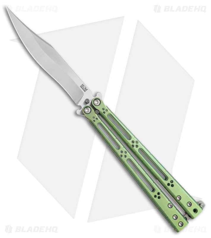 Hom Design Basilisk-R Titanium Balisong Butterfly Knife Green Ano (4.6 ...