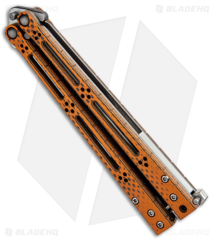 Hom Design Basilisk-R Balisong Knife Orange CF #4 - Blade HQ