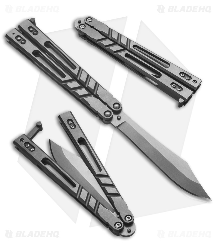 BRS Alpha Beast Balisong Butterfly Knife Titanium (4.5" Stonewash ...