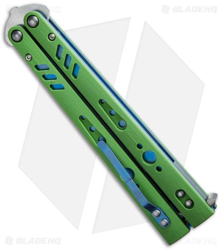 BRS Premium Replicant ALT Balisong Butterfly Knife Green G-10/Blue Ti ...