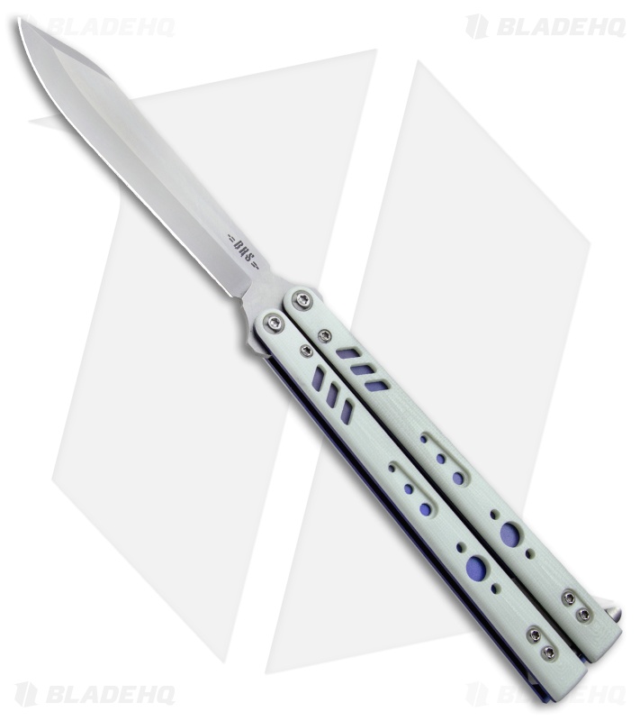 BRS Premium Replicant ALT Bali Butterfly Knife White G-10/Purple Ti (4. ...