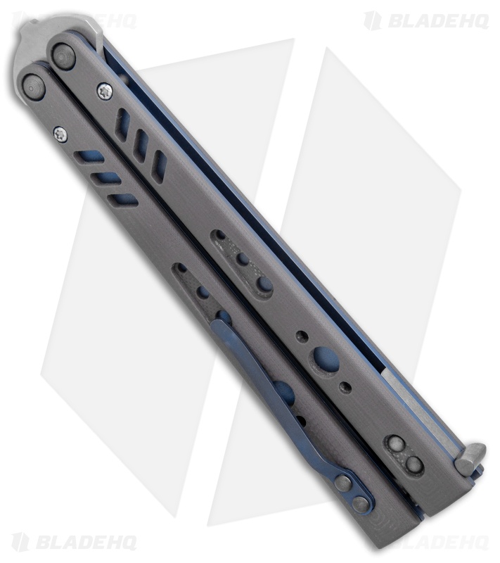 BRS Premium Replicant Balisong Butterfly Knife Gray G-10/Blue Ti (4.5 ...