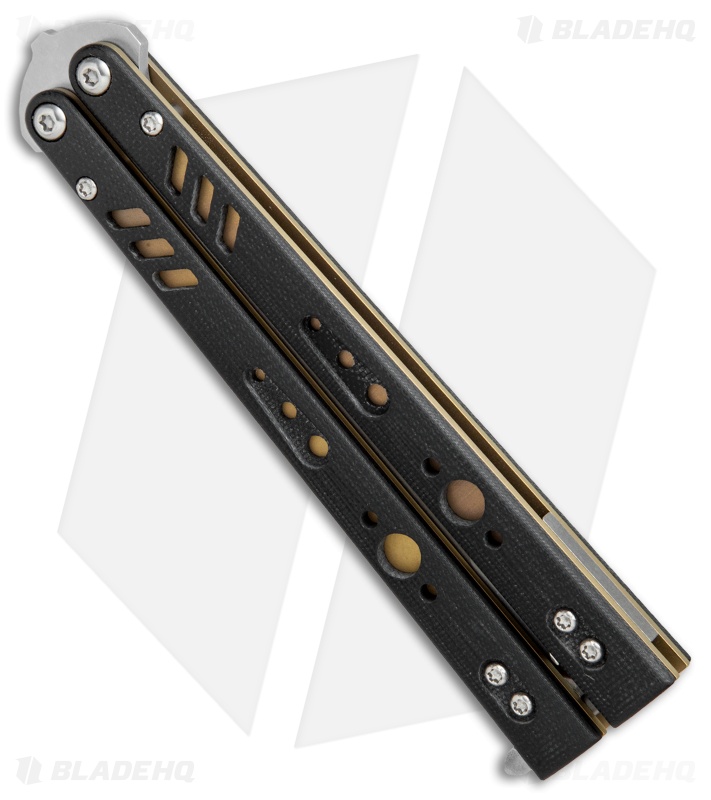 BRS Premium Replicant Balisong Butterfly Knife Black G-10/Gold Ti (4.5 ...