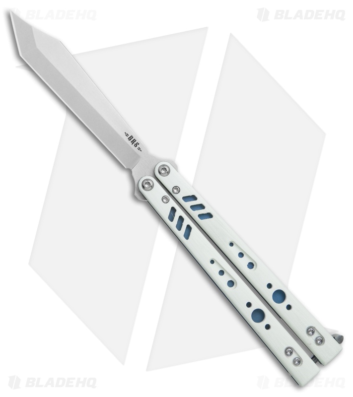 BRS Premium Replicant Balisong Butterfly Knife White G-10/Blue Ti (4.5 ...