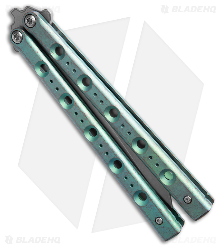 Flytanium Fly One Balisong Weathered Teal Ti (SW) - Blade HQ