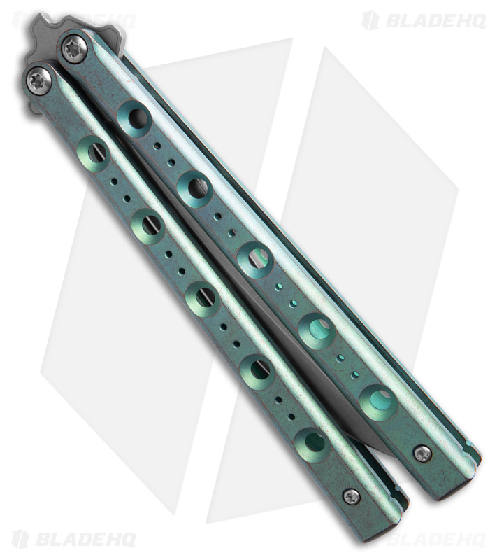 Flytanium Fly One Balisong Weathered Teal Ti (SW) - Blade HQ