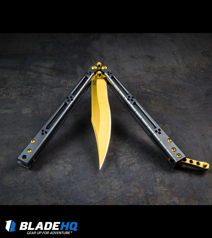Hom Design Basilisk Elite Balisong Butterfly Knife PVD Ti (4.6" Gold ...