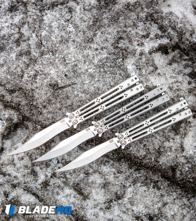 Hom Design Basilisk-R Titanium Balisong Butterfly Knife (4.6" Satin) Ti ...