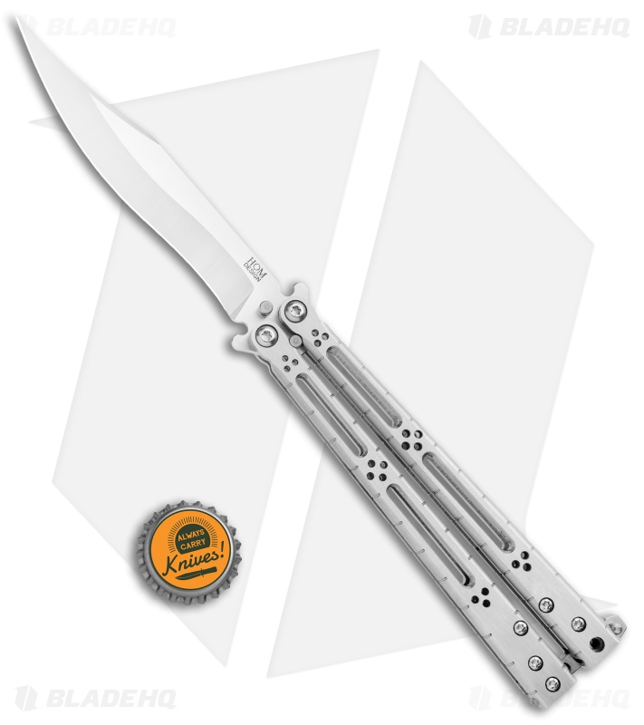 Hom Design Basilisk-R Titanium Balisong Butterfly Knife (4.6" Satin) CF ...