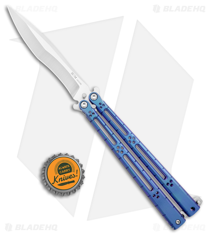 Hom Design I-Basilisk Balisong Blue Ti + Latch - Blade HQ