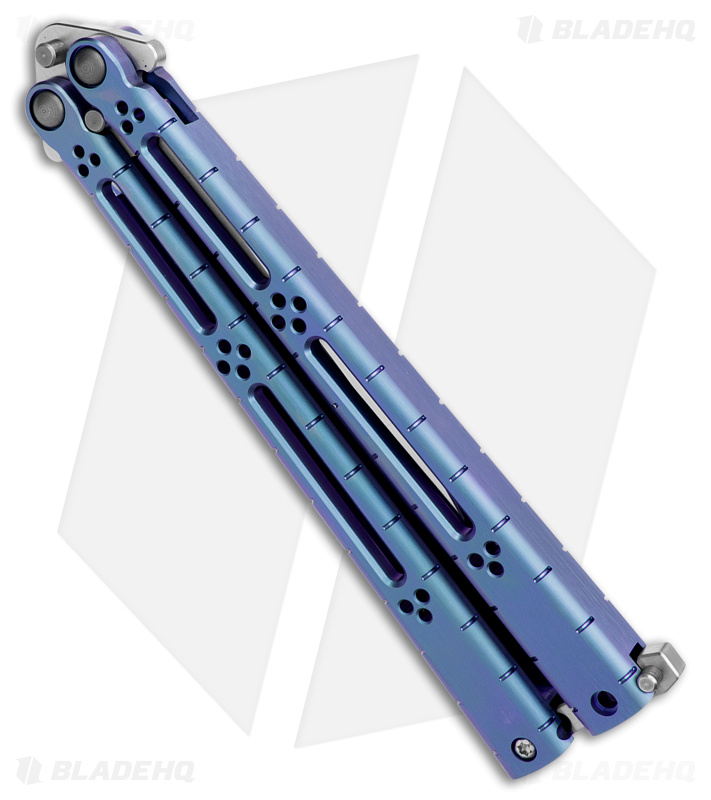 Hom Design I-Basilisk Balisong Blue Ti + Latch - Blade HQ