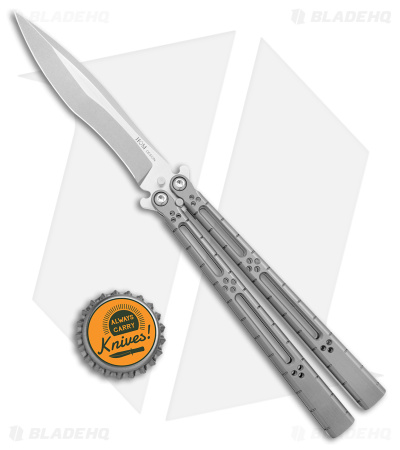 Hom Design I-Basilisk Channel Balisong Silver Ti - Blade HQ