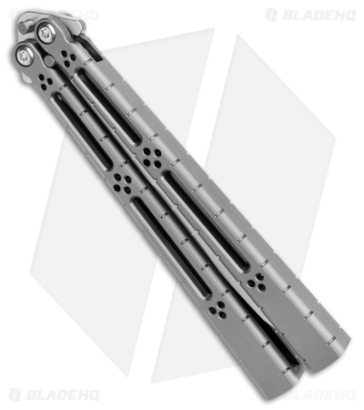 Hom Design I-Basilisk Channel Balisong Silver Ti - Blade HQ