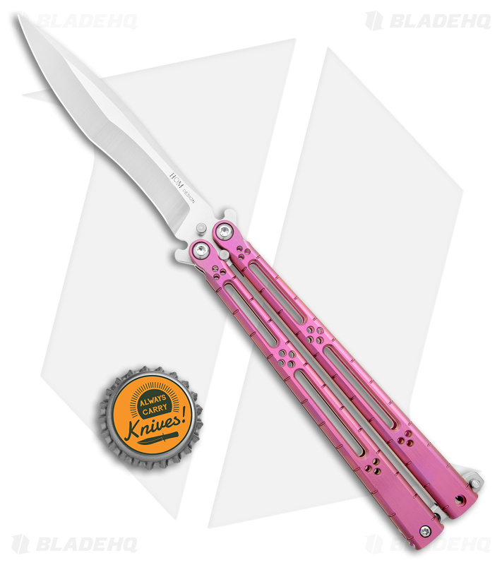 Hom Design I-Basilisk Balisong Pink Ti + Latch - Blade HQ