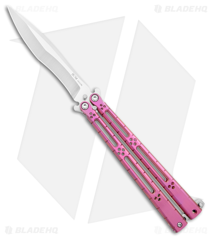 Hom Design I-Basilisk Balisong Pink Ti + Latch - Blade HQ