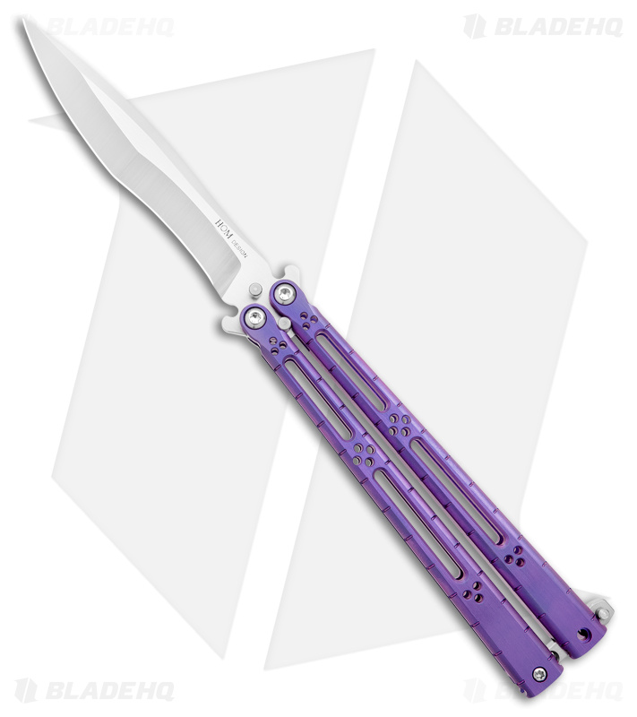 Hom Design I-Basilisk Balisong Purple Ti + Latch - Blade HQ