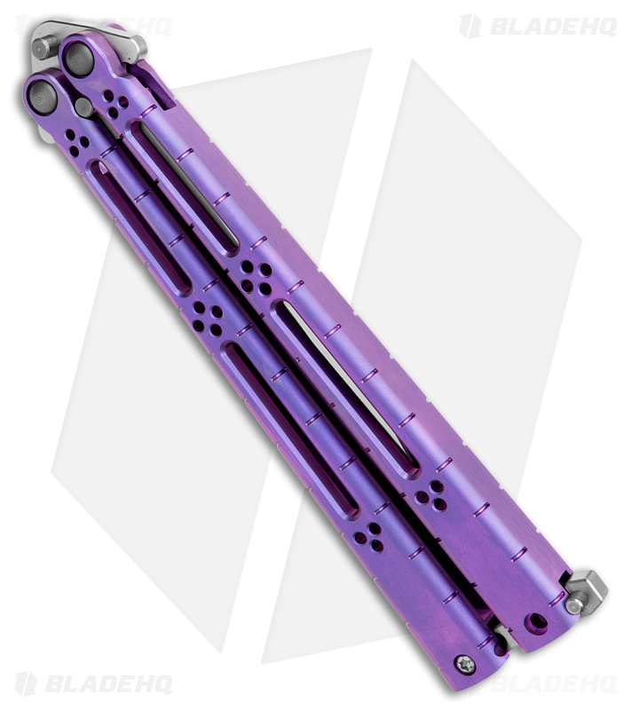 Hom Design I-Basilisk Balisong Purple Ti + Latch - Blade HQ