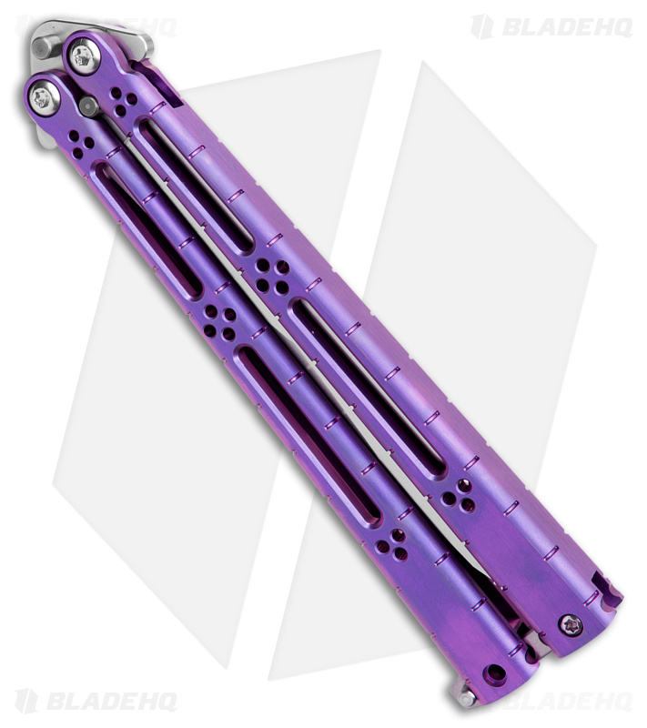 Hom Design I-Basilisk Balisong Purple Ti + Latch - Blade HQ