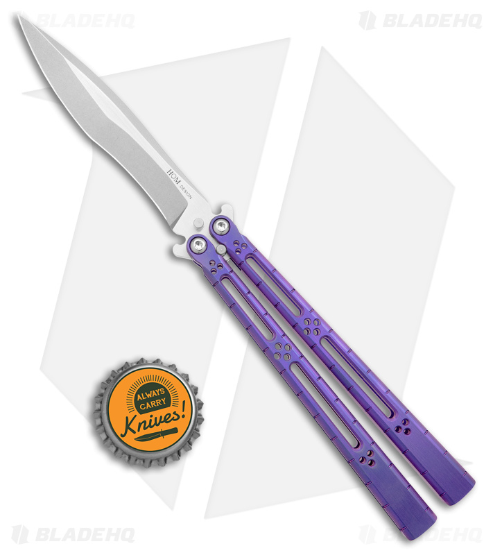 Hom Design I-Basilisk Channel Balisong Purple Ti - Blade HQ