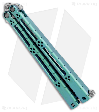 Hom Design I-Basilisk Balisong Teal Ti + Latch - Blade HQ