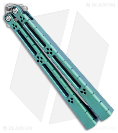 Hom Design I-Basilisk Channel Balisong Teal Ti - Blade HQ