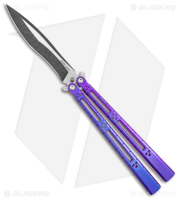 Hom Design I-Basilisk Channel Balisong Purple Ti - Blade HQ