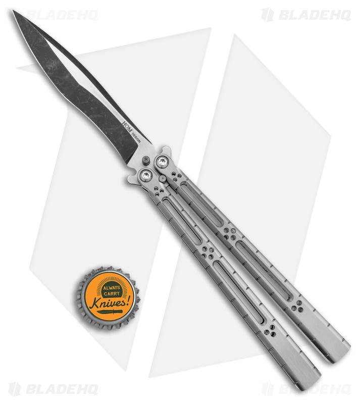 Hom Design I-Basilisk Channel Balisong Silver Ti - Blade HQ