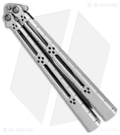 Hom Design I-Basilisk Channel Balisong Silver Ti - Blade HQ