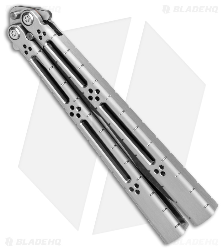 Hom Design I-Basilisk Channel Balisong Silver Ti - Blade HQ