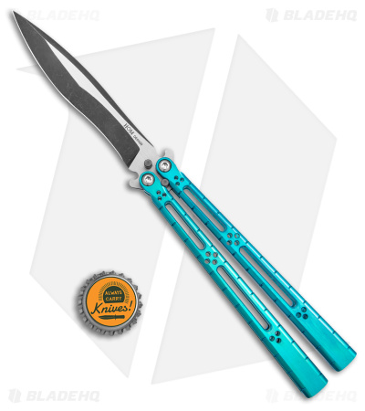 Hom Design I-Basilisk Channel Balisong Teal Ti - Blade HQ