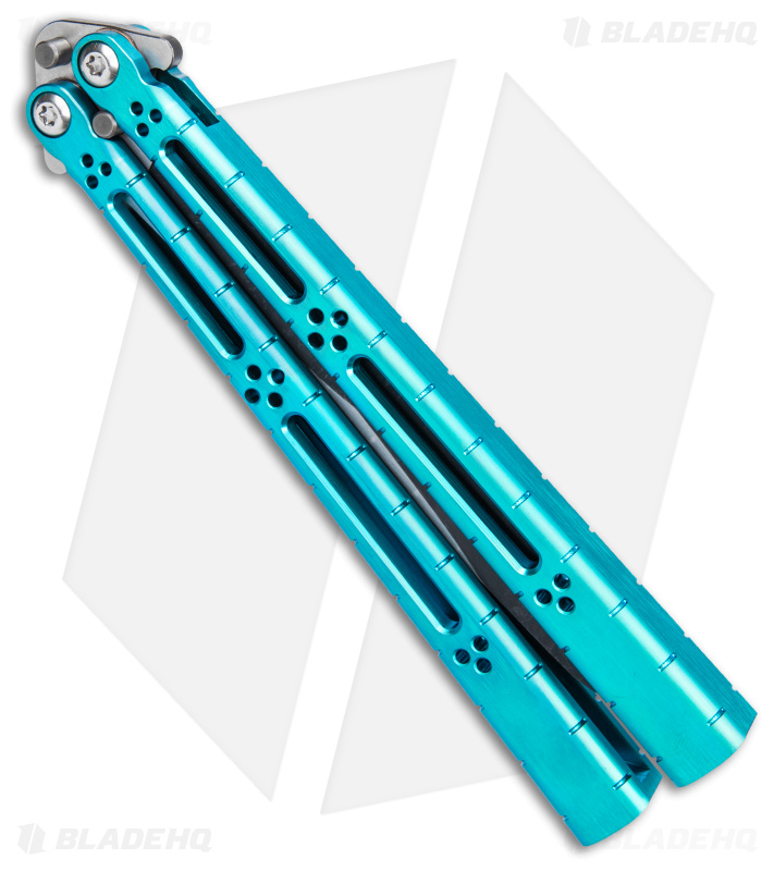 Hom Design I-Basilisk Channel Balisong Teal Ti - Blade HQ