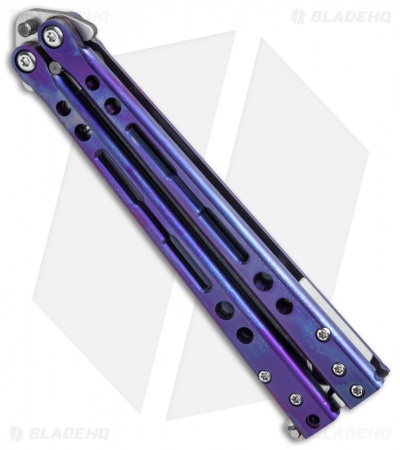 Hom Design Specter Evo Titanium Balisong Butterfly Knife Purple (4.4 ...