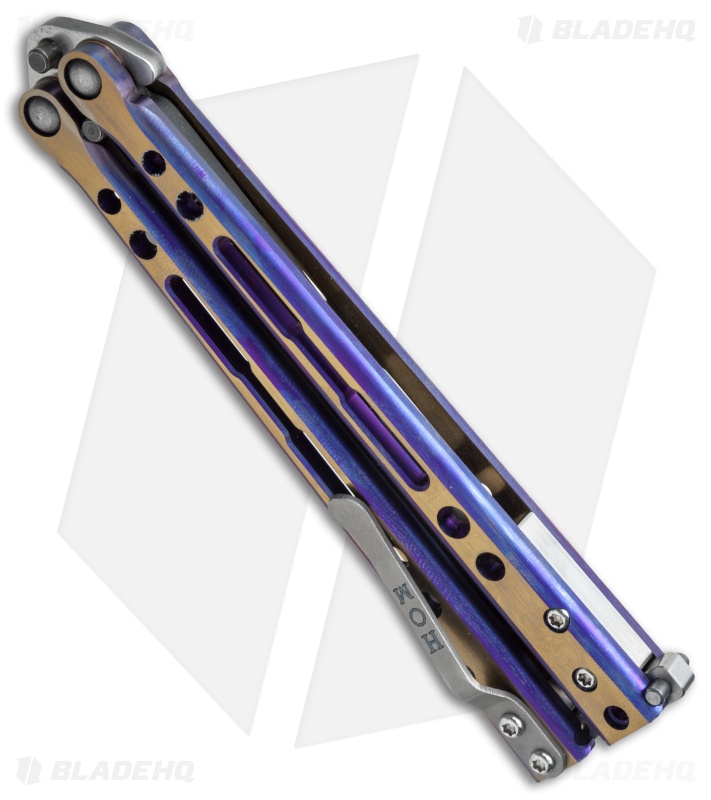 Hom Design Specter Evo Titanium Balisong Knife Purple Gold (4.4" Two ...