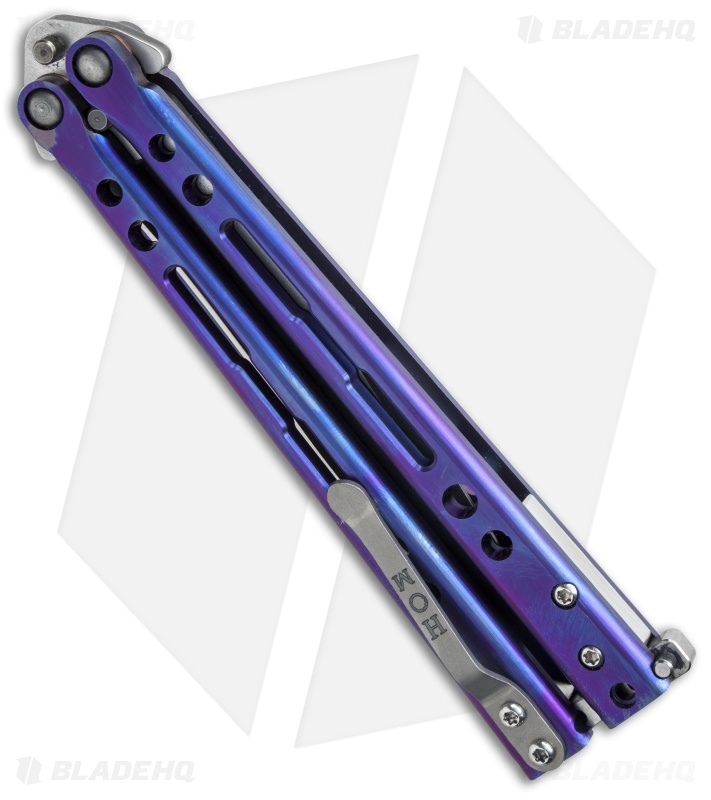Hom Design Specter Evo Titanium Balisong Butterfly Knife Purple (4.4 ...