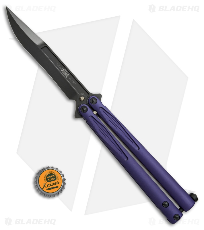 Microtech Tachyon III Balisong Butterfly Knife (Purple) | Blade HQ