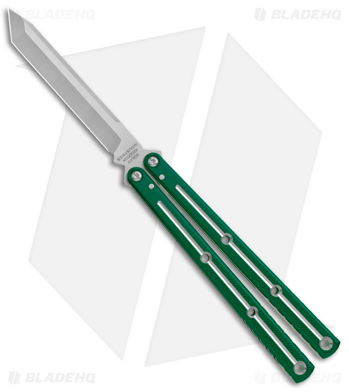 Squid Krake Raken Tanto V2.5 Balisong Green Satin | Blade HQ