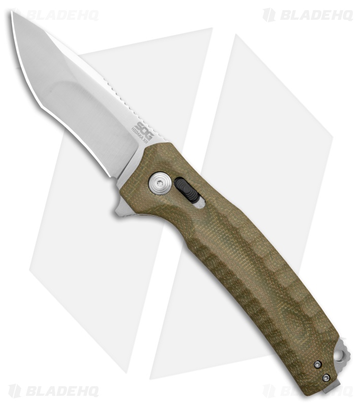SOG Hidaka XR Crossbar Lock Knife Green Micarta