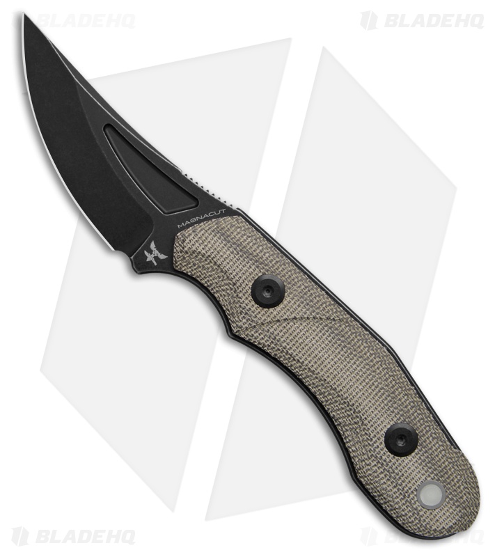 Audacious Concept Fanglet Knife Green Micarta Graywash