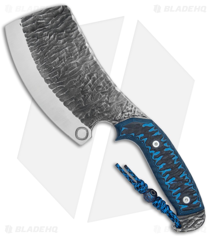 Cobble Blade Cleaver Fixed Blade Knife Sculpted Blue G-10 (6" Acid ...