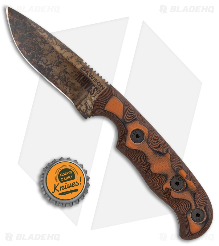 Dawson Knives Deep Notch Skinner | Fixed Blade | Black/Orange G-10 ...