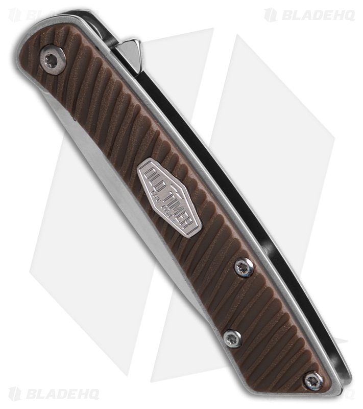 Old Timer Slim Brown Sawcut TPE Drop Point Satin 7Cr