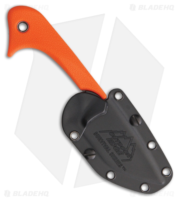 Outdoor Edge Le Duck Fixed Blade Knife Orange TPR (2.5" Black Stonewash ...