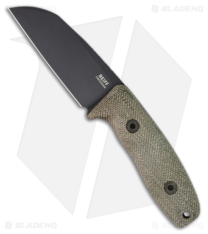 Reiff Knives Circadian Sheepsfoot Fixed Blade Knife Green Micarta DLC